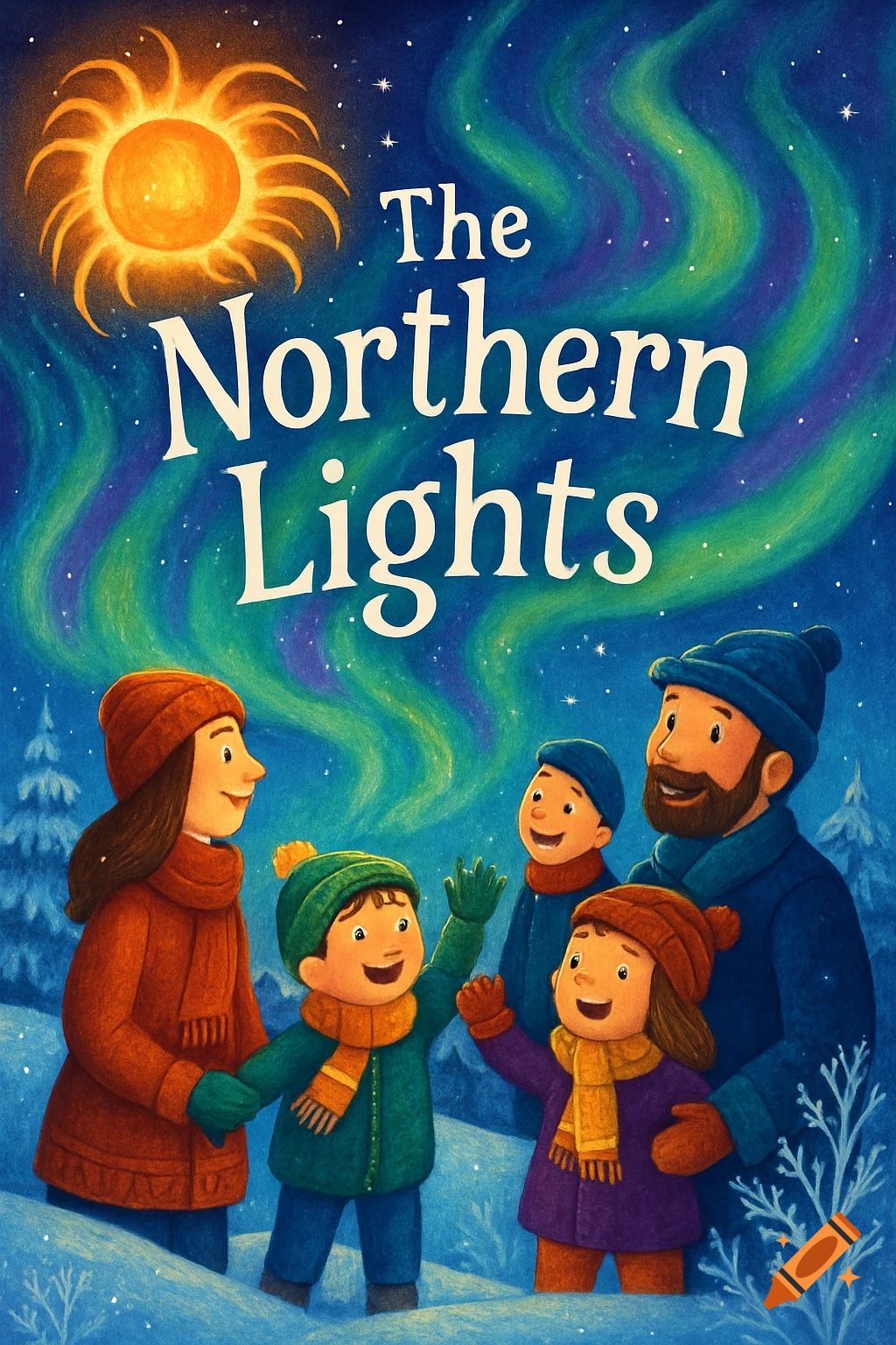 Watercolor illustration of a Christmas book cover featuring a koala in a Santa hat, a decorated ...