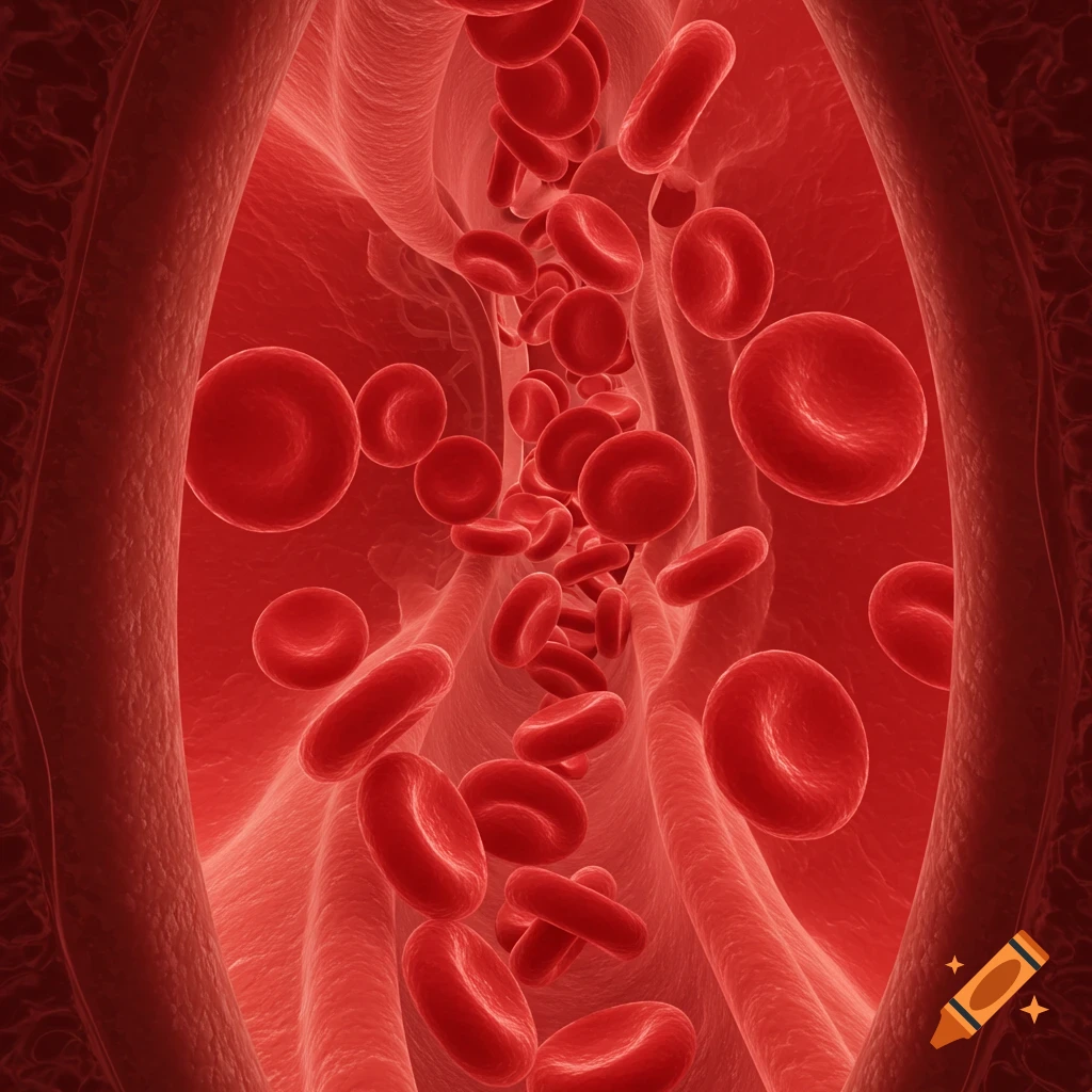 Red blood cells, biconcave discs, flow through a reddish, tubular blood ...