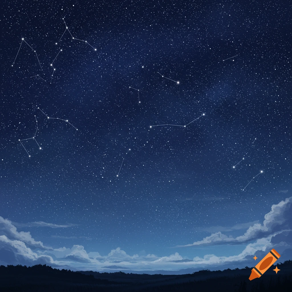 A dark blue night sky filled with numerous white stars and visible ...