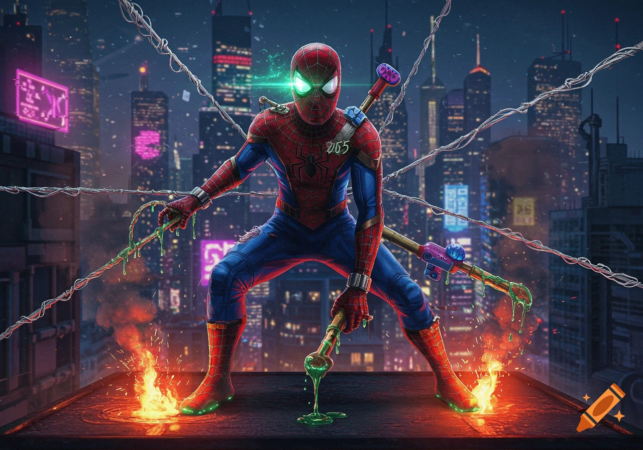 Spider Man+poster created on Craiyon