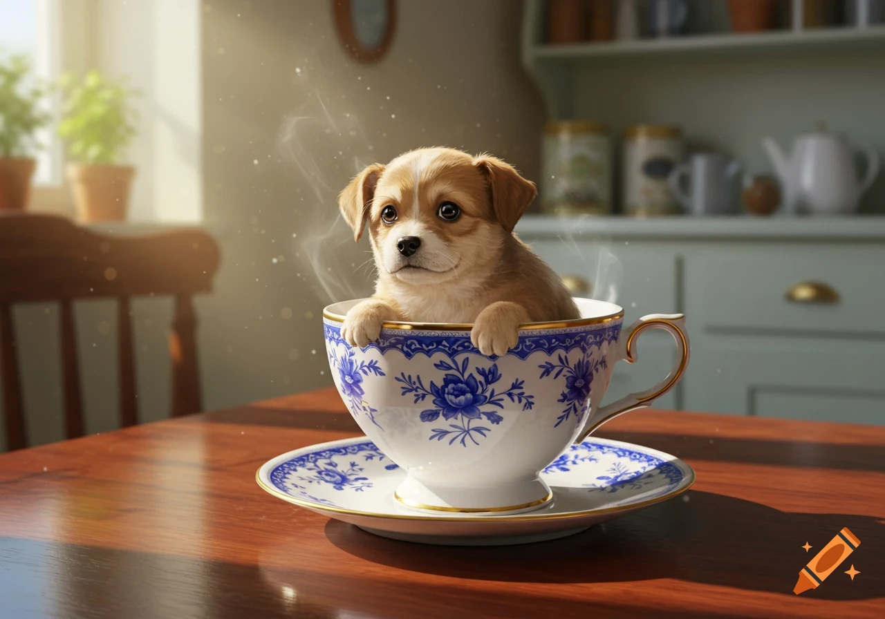 A light brown French Bulldog puppy looks up at a human hand holding a ...