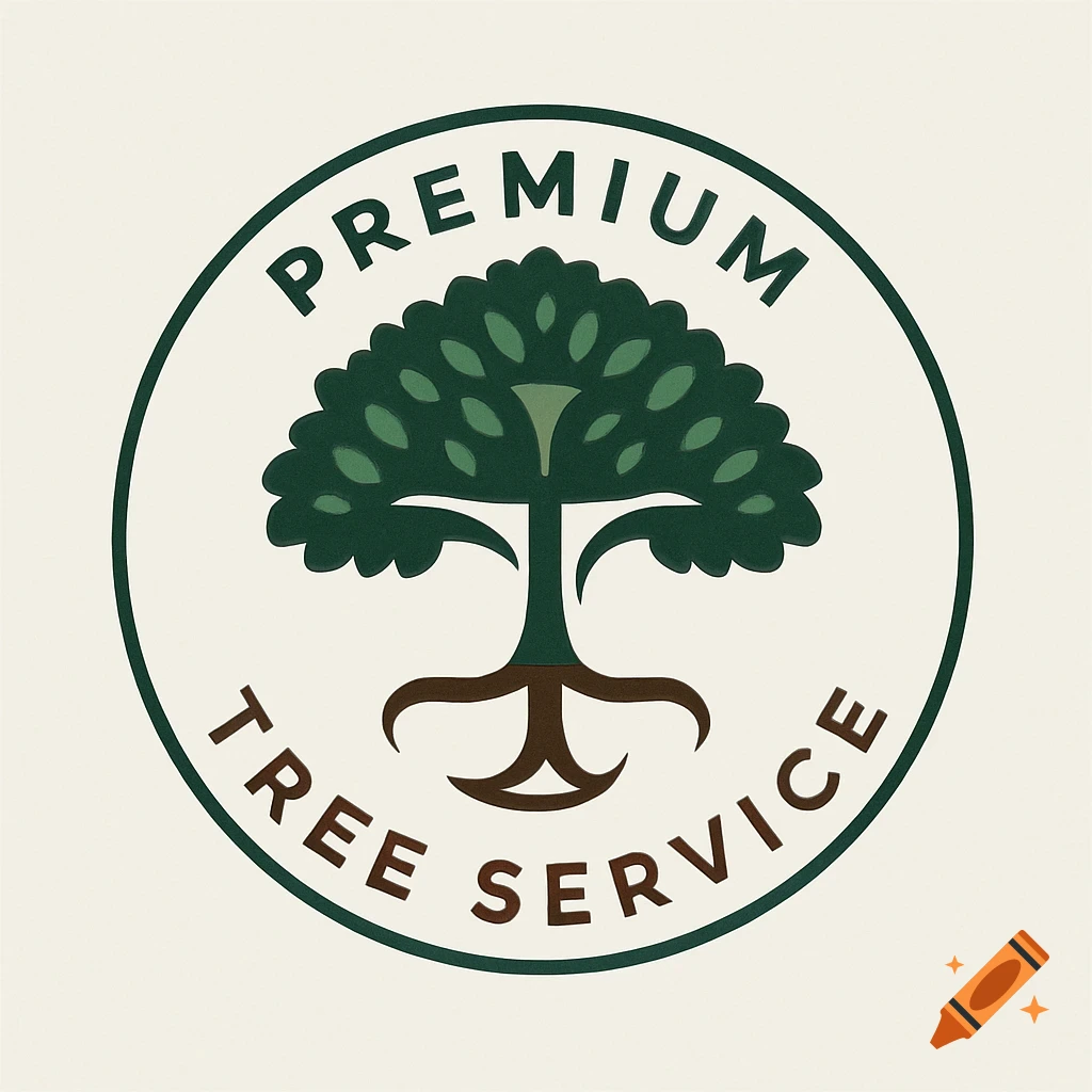 A stylized logo with a green tree growing behind a house roof, with the ...