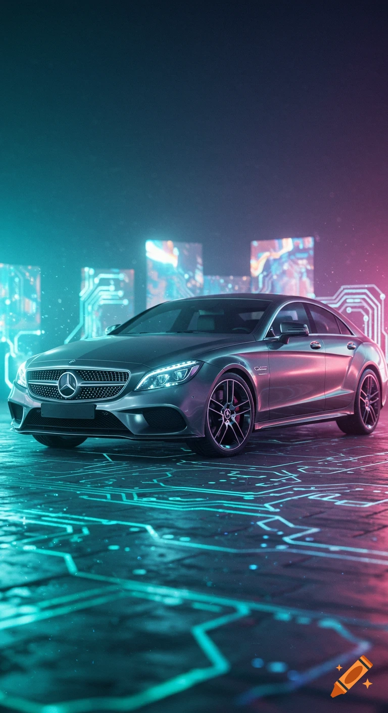 A minimalist car service logo featuring a white car silhouette with a ...