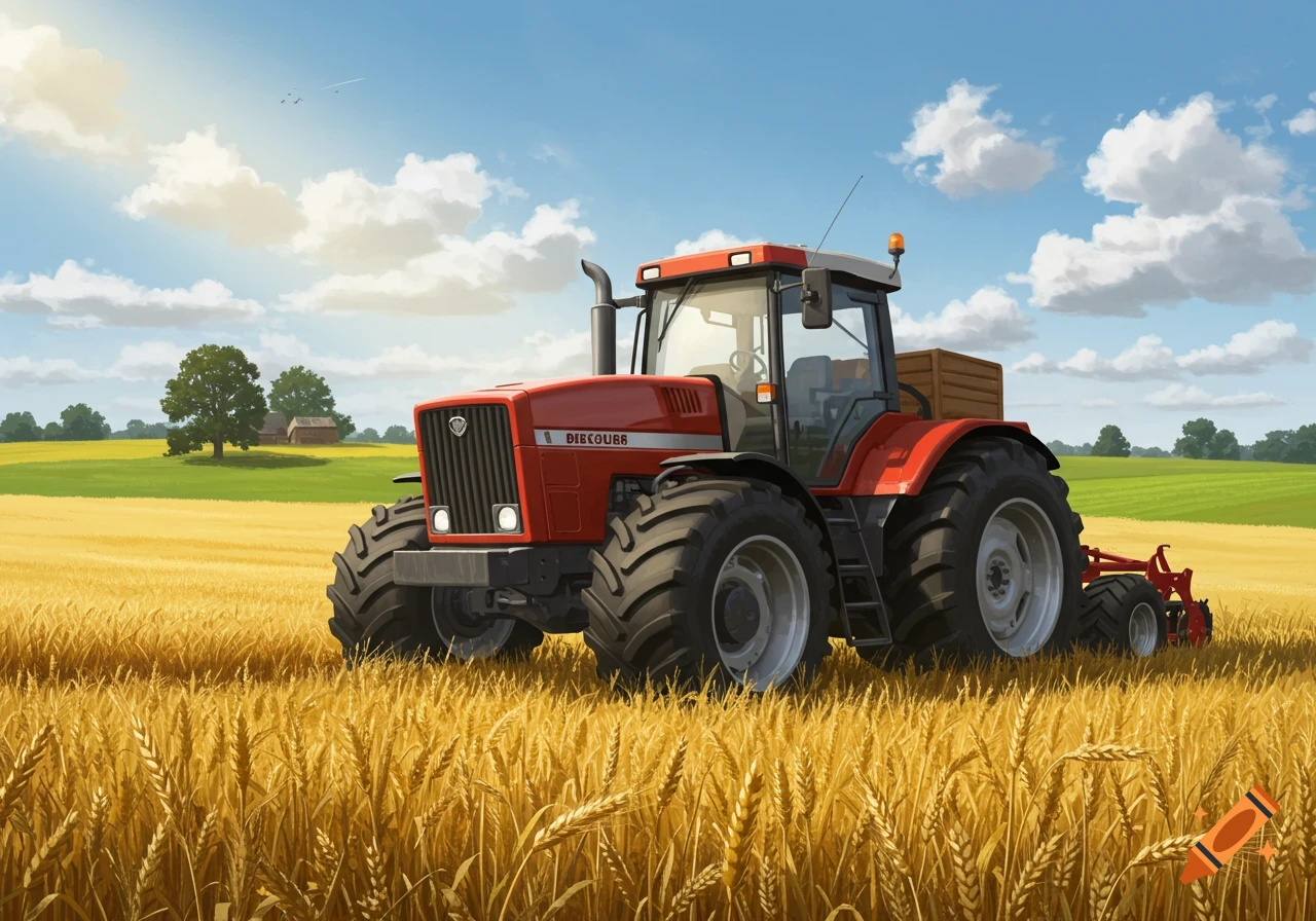 A red Case IH tractor is stuck deep in thick mud in a golden field ...