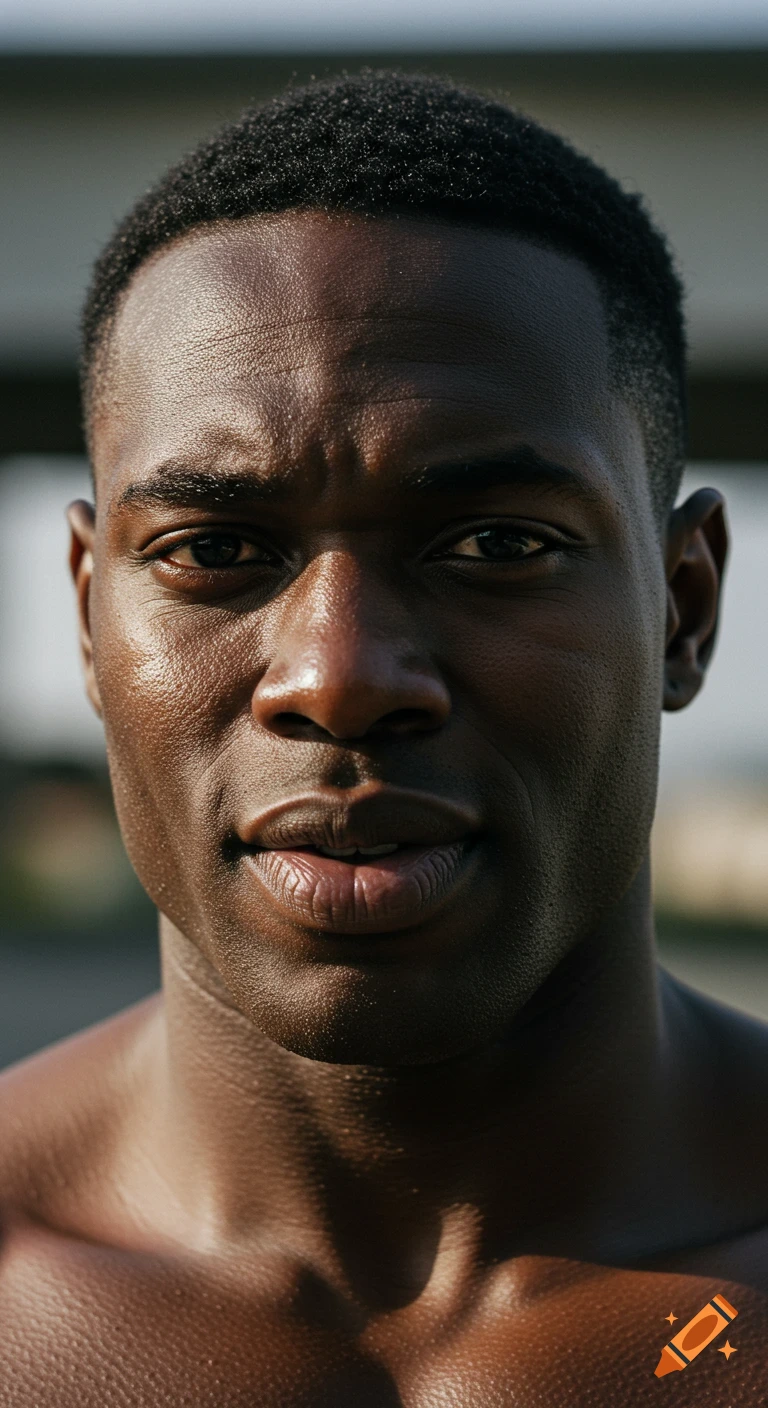Close-up, photorealistic portrait of a Black man with short hair ...