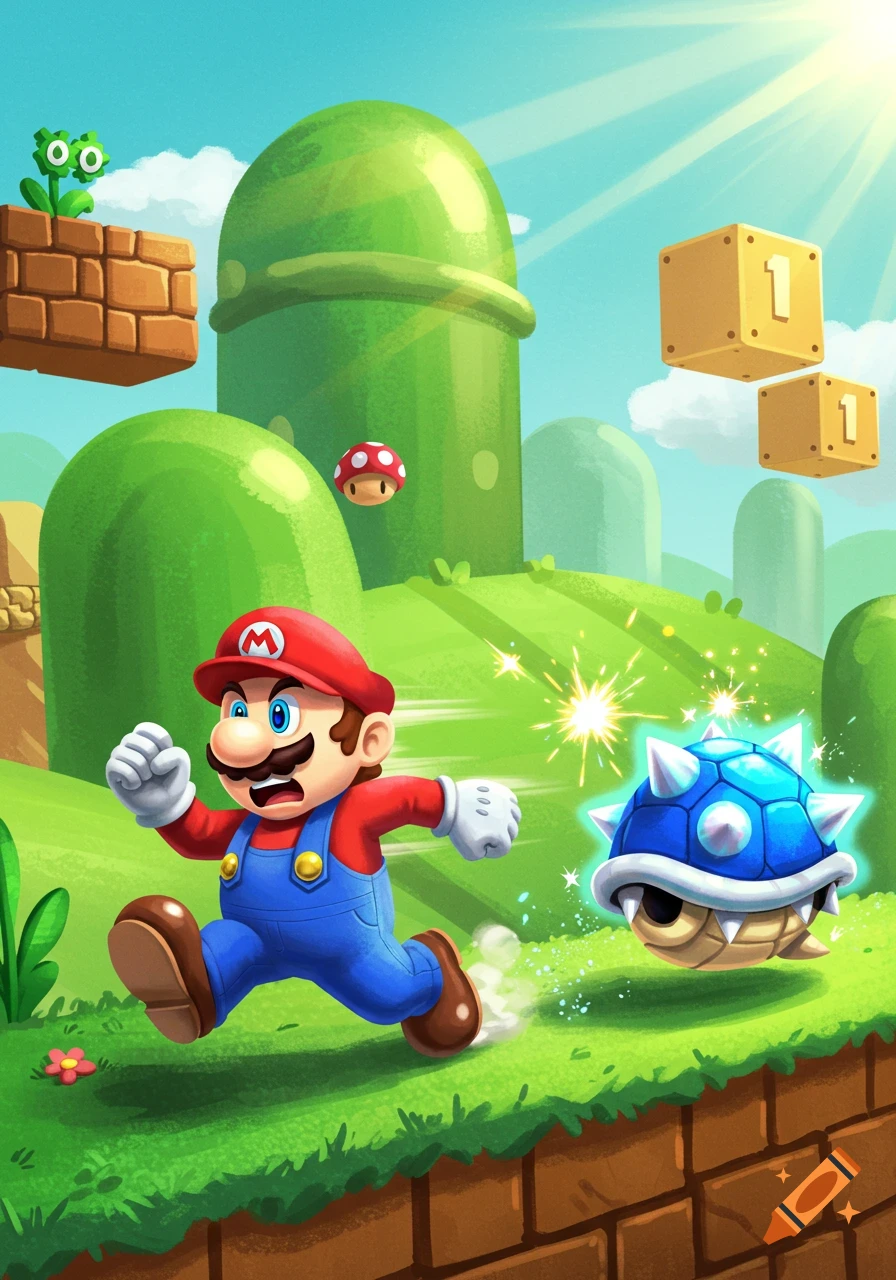 Super Mario and Shrek face off with a 'VS' symbol between them in a ...