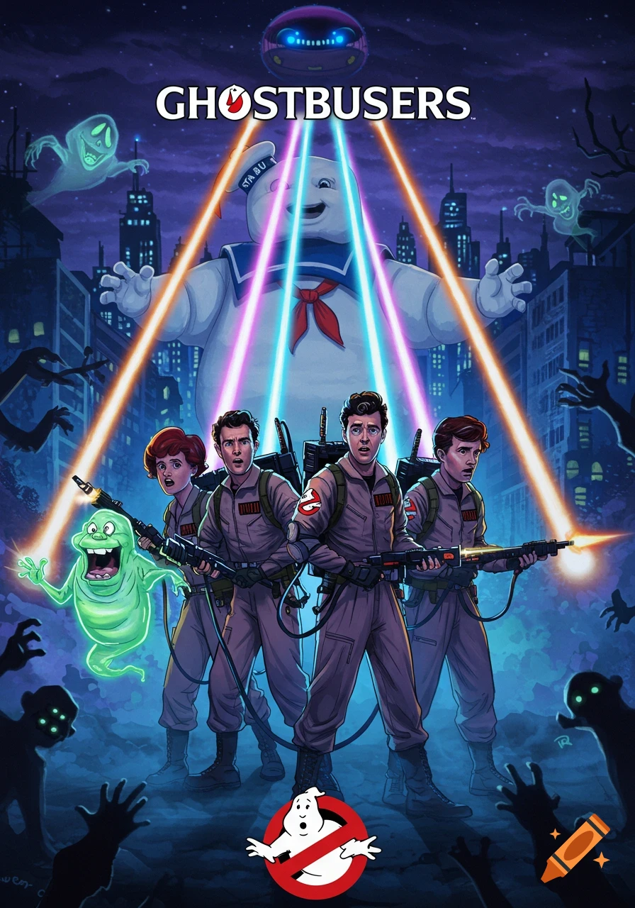 Stylized Stranger Things poster with kids on bikes, a Demogorgon ...