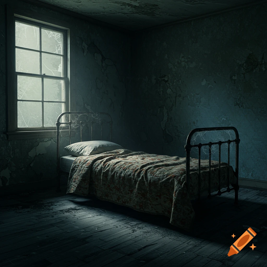 Close up of olive green brick doorway with metal door and layers of ...