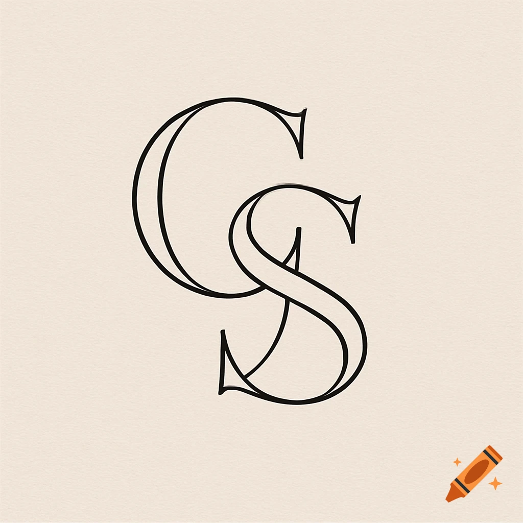 A minimalist fine line monogram combining the letters G and S in black ...