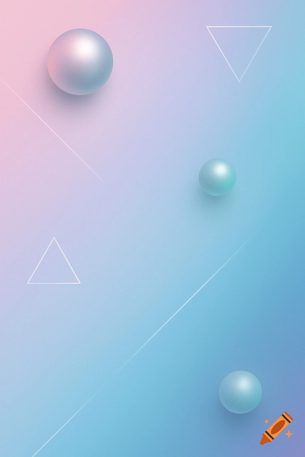 Vertical gradient background from pink to blue with metallic spheres ...