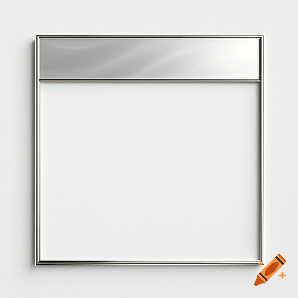 A minimalist white frame with clipped corners, casting a shadow on a ...