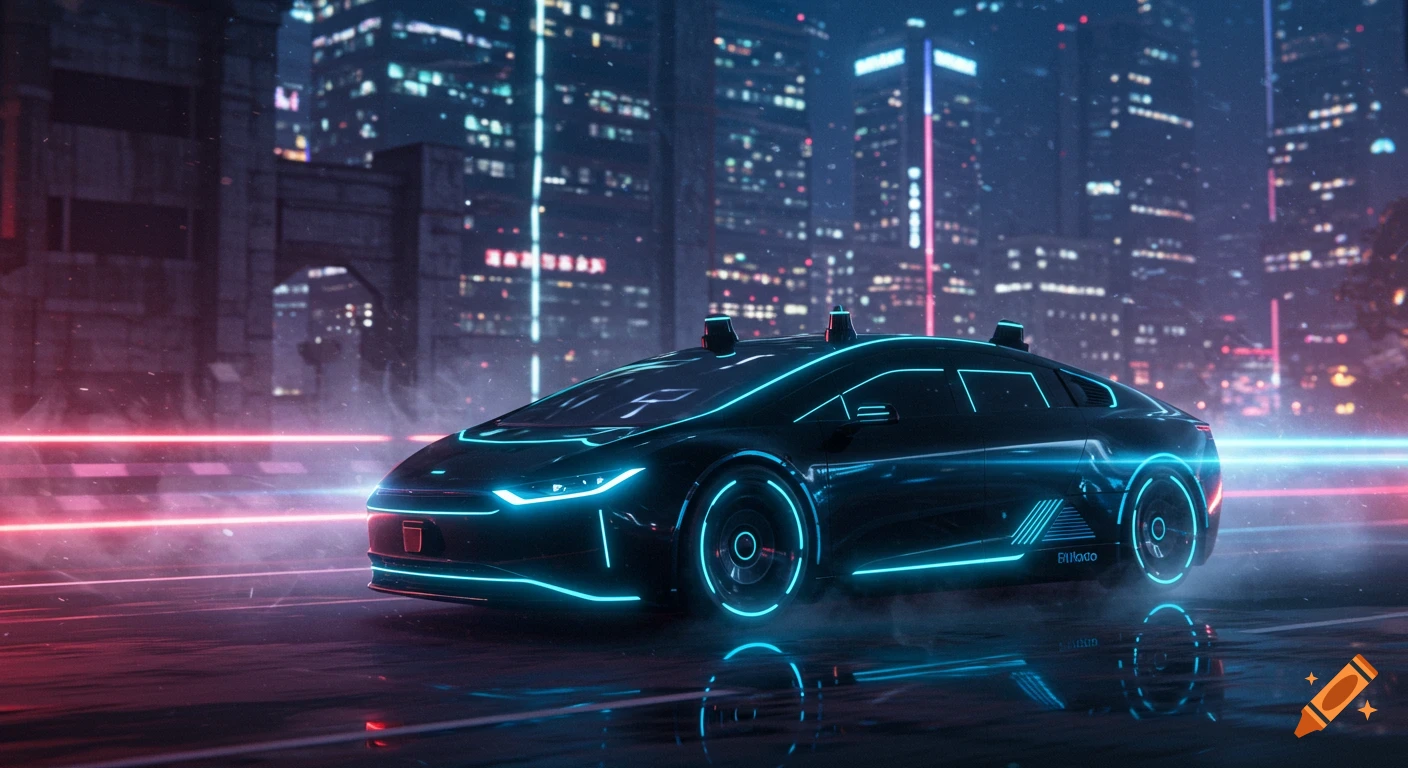 Red Tesla model 3 with monochrome background in style of watercolor ...