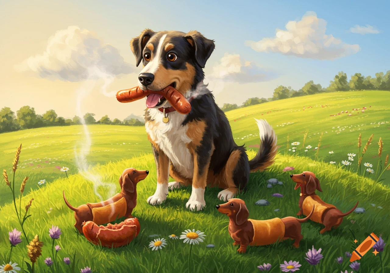 Two cartoon Labrador dogs, one black and one yellow, smiling while ...