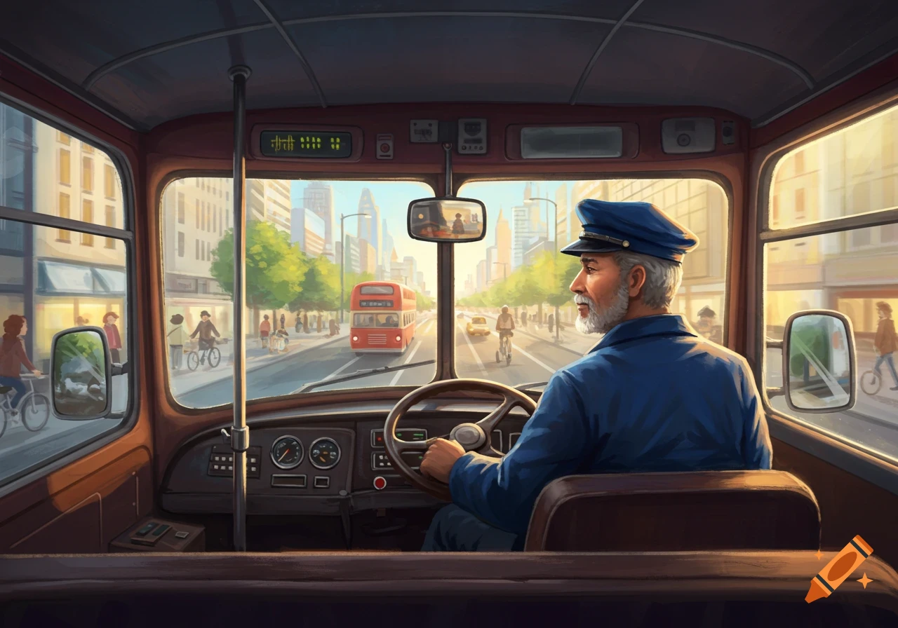 An illustration of a grumpy bald man with blue eyes and stubble ...