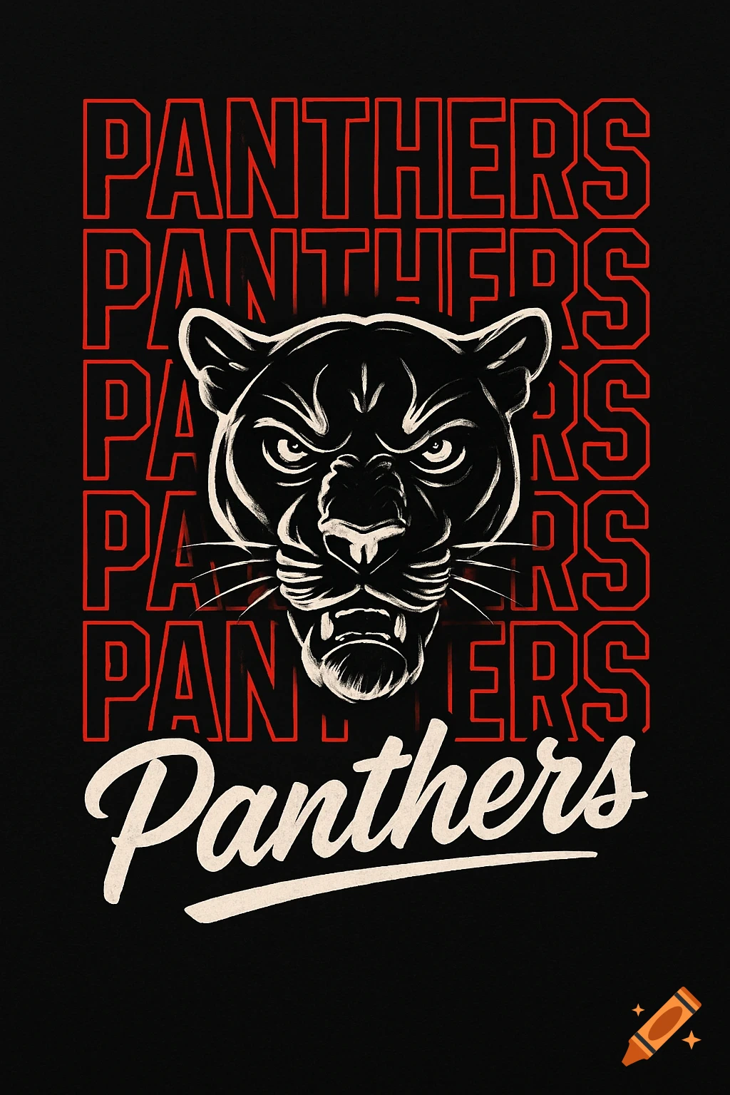 Varsity-style graphic design featuring a roaring panther head with ...