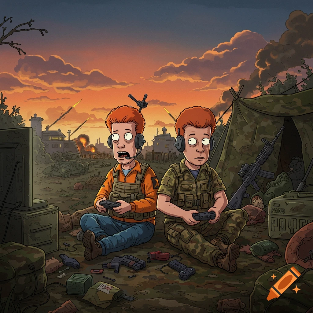 A man in a camouflage outfit and hat uses a metal detector, followed by ...