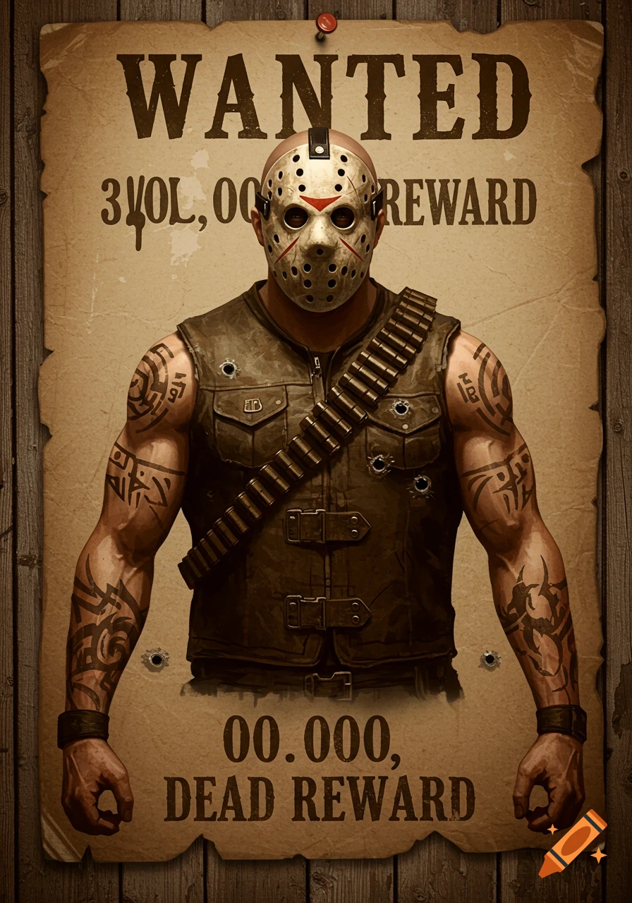 A vintage wanted poster featuring a creepy clown. on Craiyon