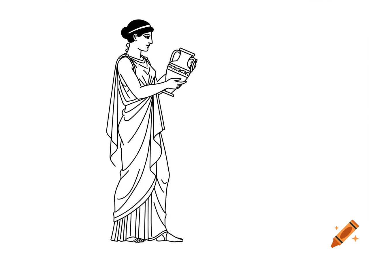 Black and white vector illustration of an ancient Greek or Roman bust ...