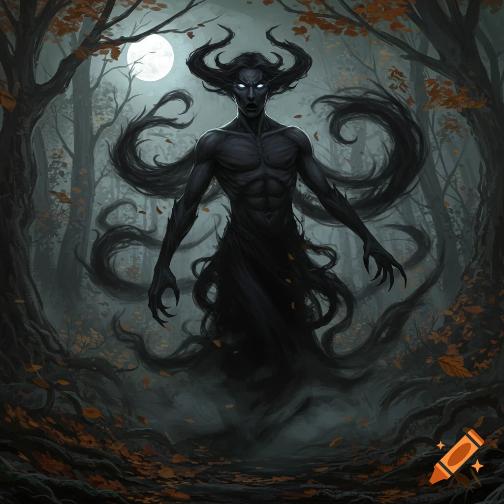 A skeletal, winged horror creature with glowing eyes and sharp teeth ...