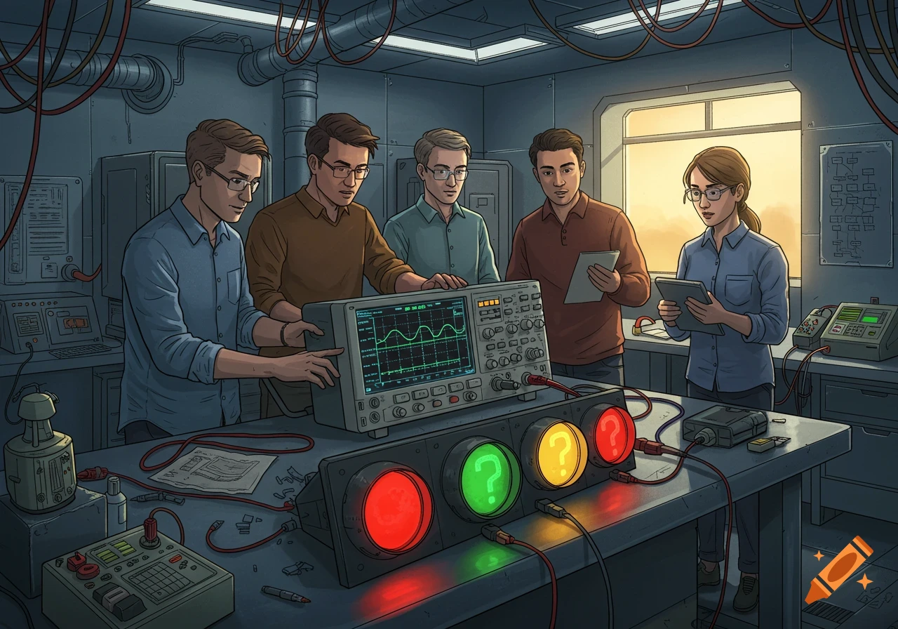 A smiling, cartoon man with a mustache and hat operates a Morse key in ...