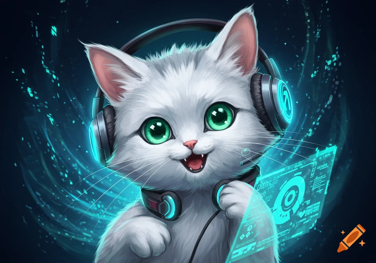 A cartoon cat in a red hat winks and dances on a vibrant disco stage ...