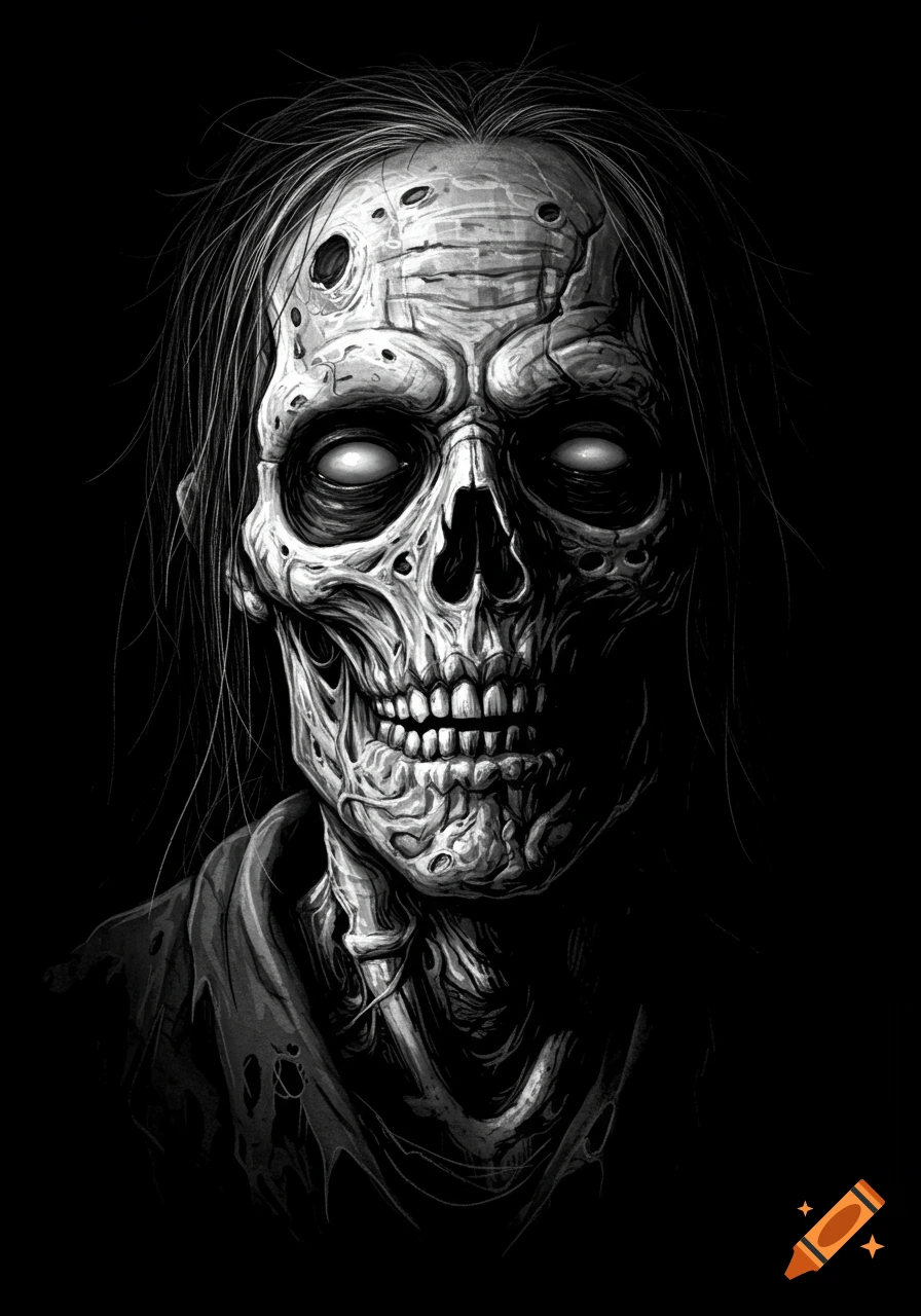 A stylized illustration of a face split vertically, half human and half ...