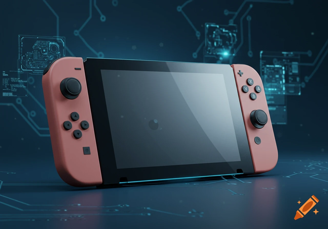 Minimalist line art icon of a gamepad merged with smartphones on a ...