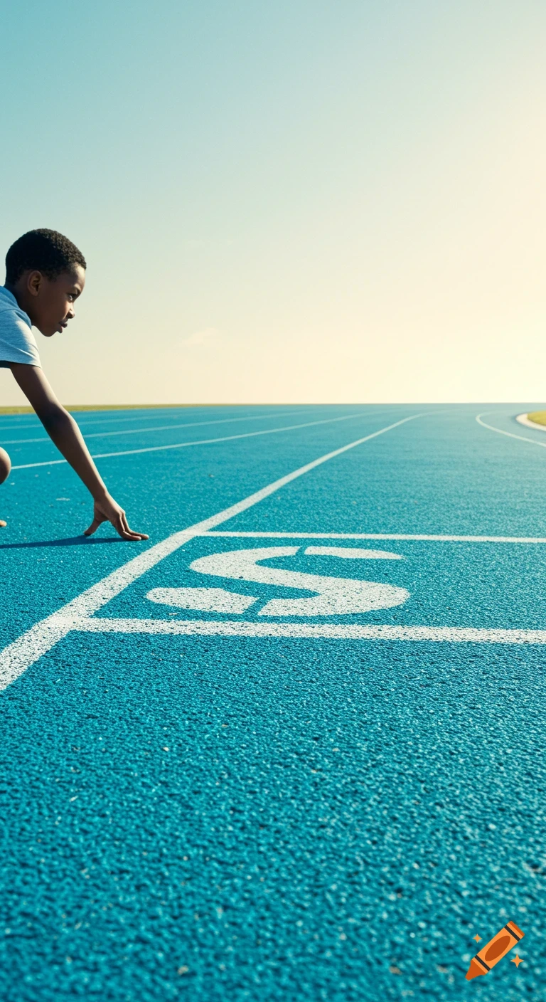 Cartoon Running Track With Finish Line created on Craiyon