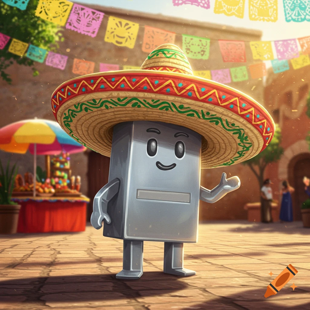 A smiling, cartoon Microsoft Clippy character wearing a sombrero ...