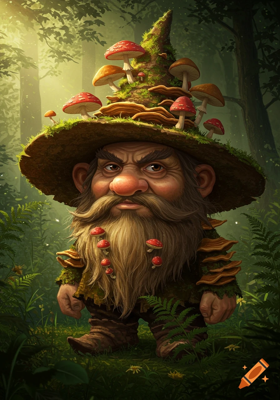 Whimsical gnome waving goodbye on Craiyon