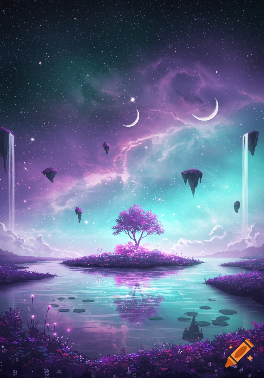 Fantastical storm with a glowing purple and blue vortex, lightning ...