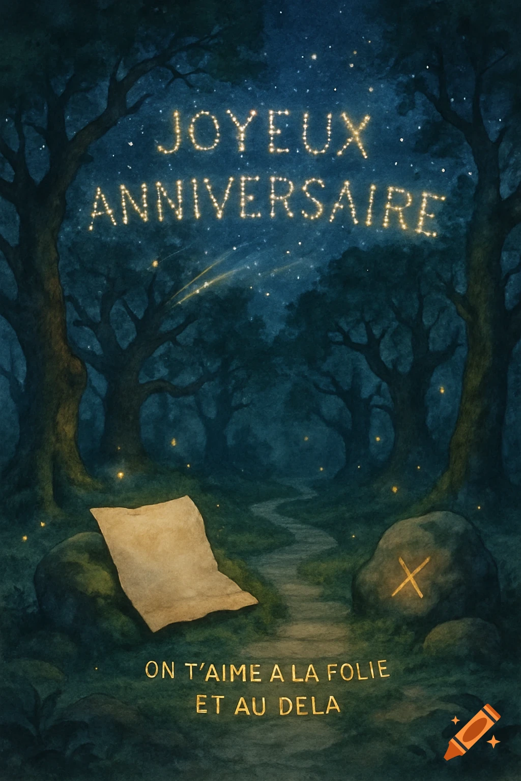 A Roy Lichtenstein-style Christmas greeting card with a green tree, red ...