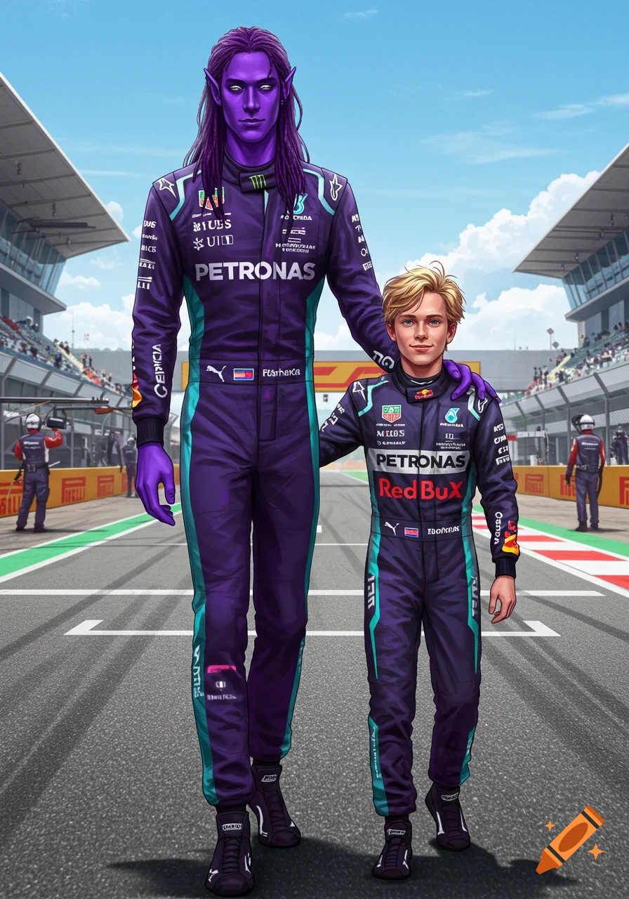 A blue F1-style race car with red and black accents and the number 55 ...