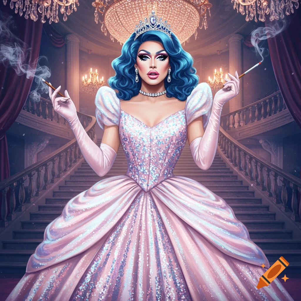 Plus sized drag queen Cookie Crumbles in glamorous pink tutu and ...