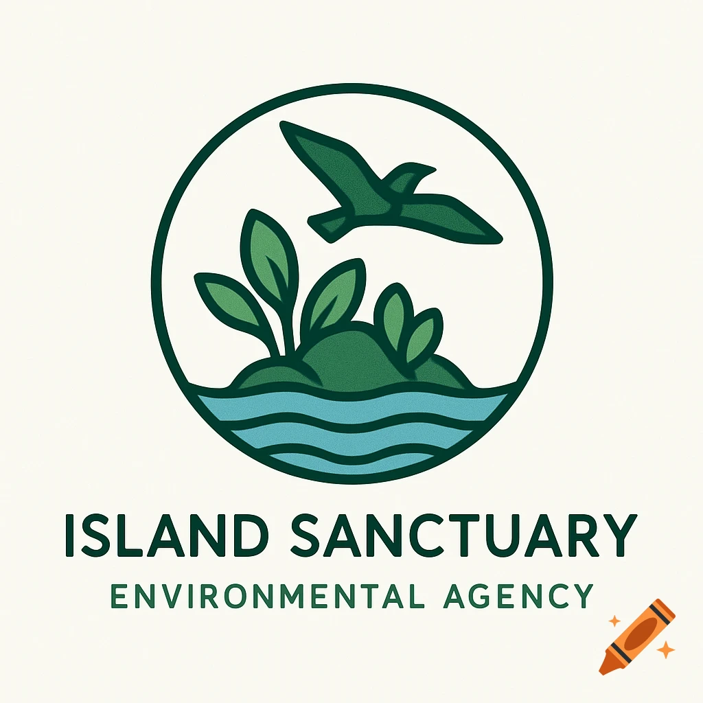 Logo for Island Sanctuary Environmental Agency, featuring a bird flying ...