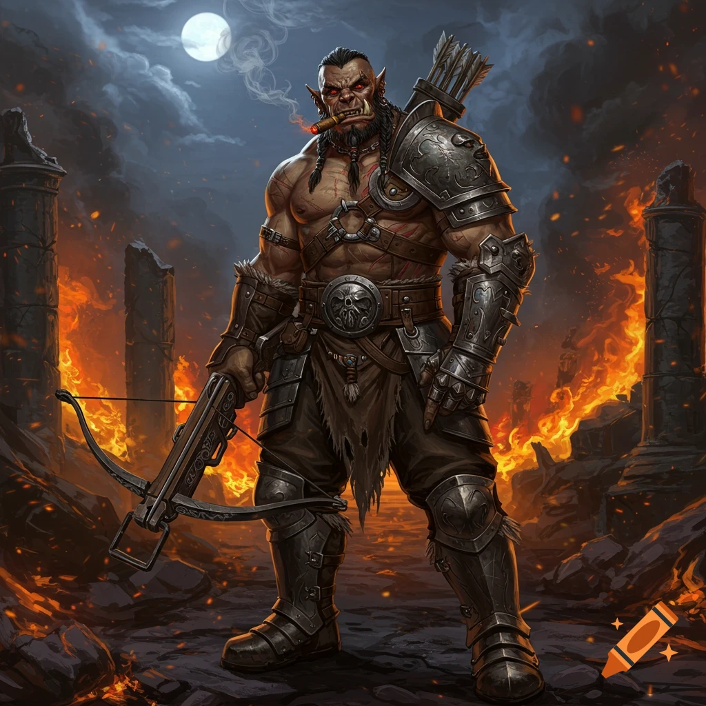 A grotesque, muscular mutant with red eyes, an exposed head, arm ...