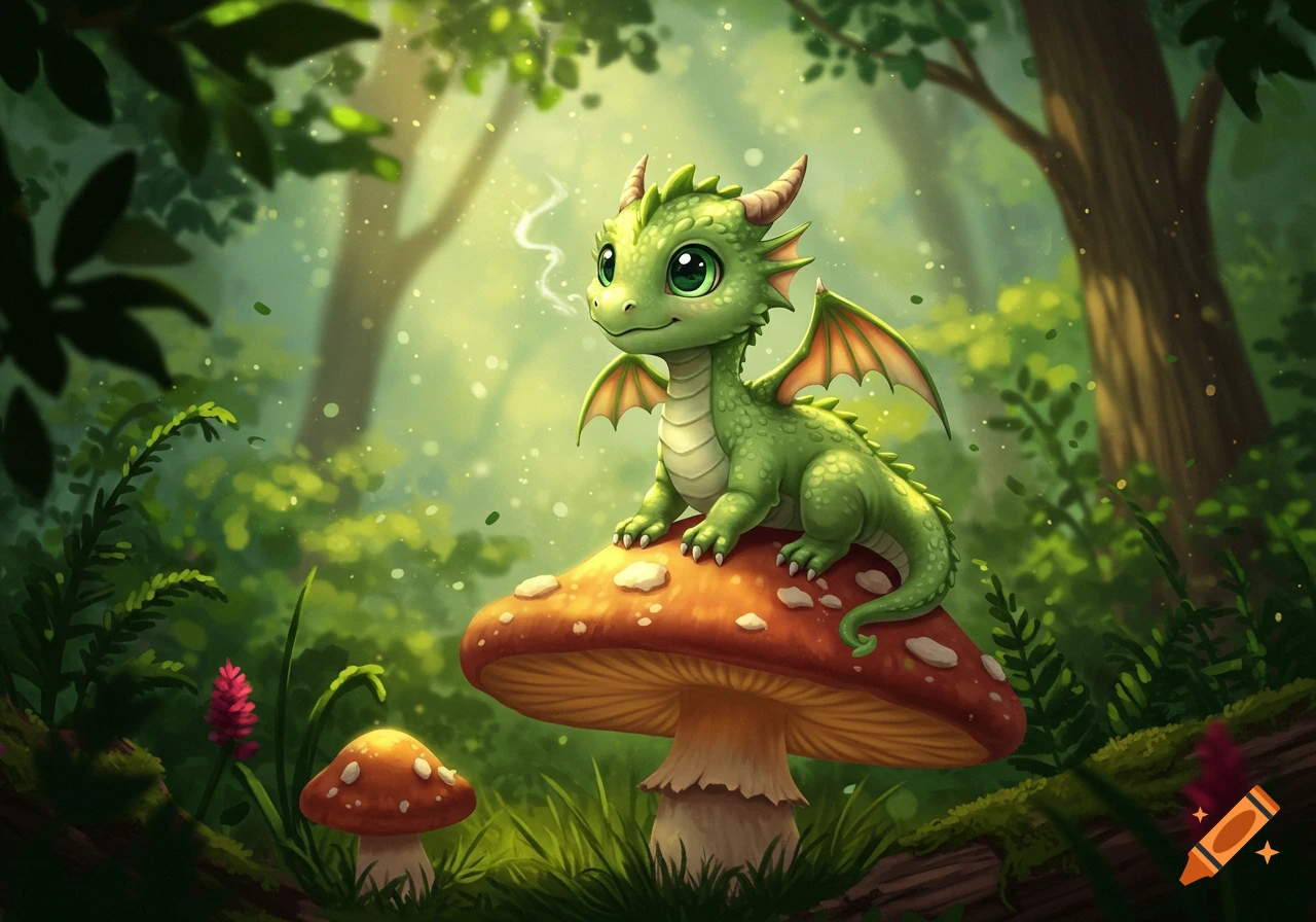 A cute, hyper-realistic Charmander with large eyes sits in a lush green ...