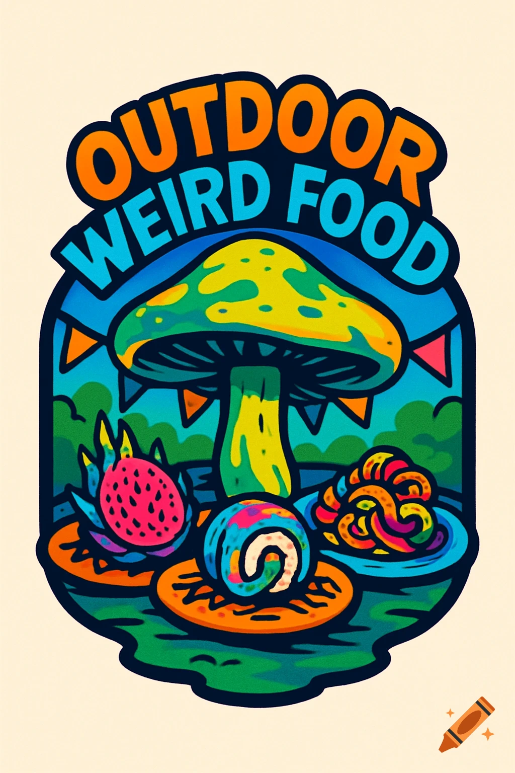 A vintage-style logo for 'Food Addiction Safari Command' with crossed ...