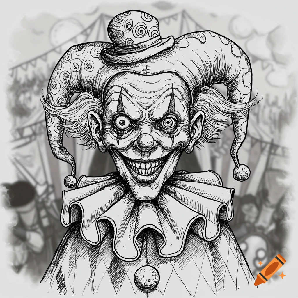 A vintage wanted poster featuring a creepy clown. on Craiyon