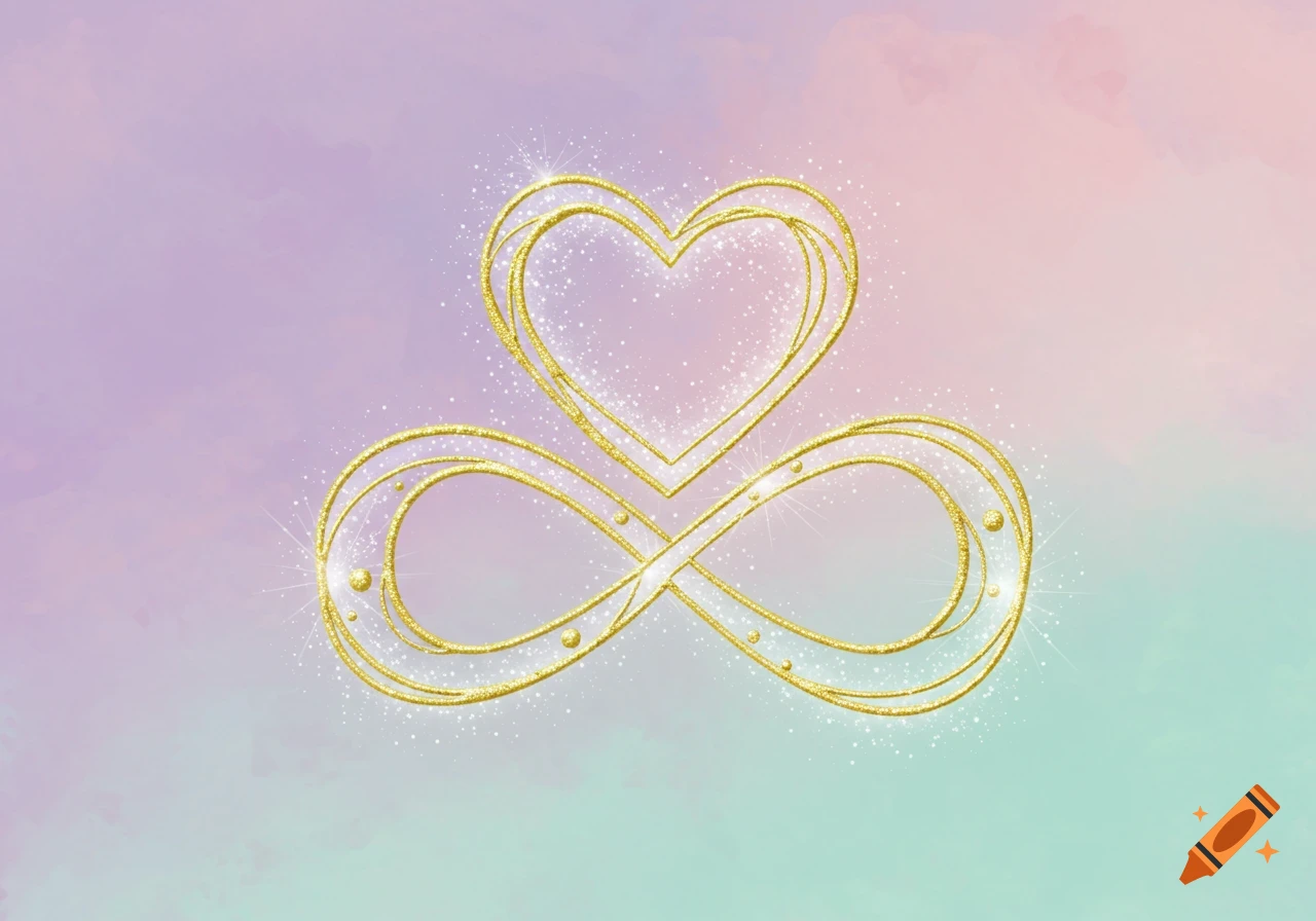 A radiant golden scene with glowing pink hearts, red roses, and golden ...