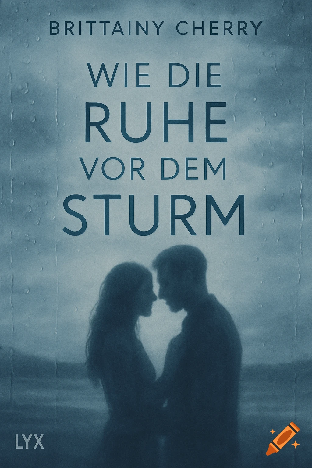 A book cover with a blue-gray background showing silhouettes of a man ...