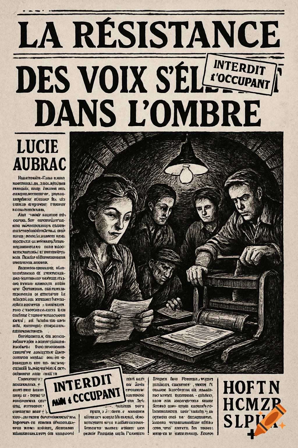 Text 'CETTE PHRASE A UN BUG...' with a digital glitch effect against a ...