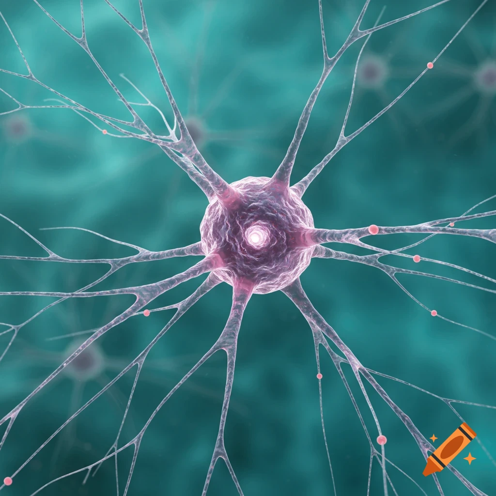 Scientific illustration of a neuron with its axon wrapped in myelin ...