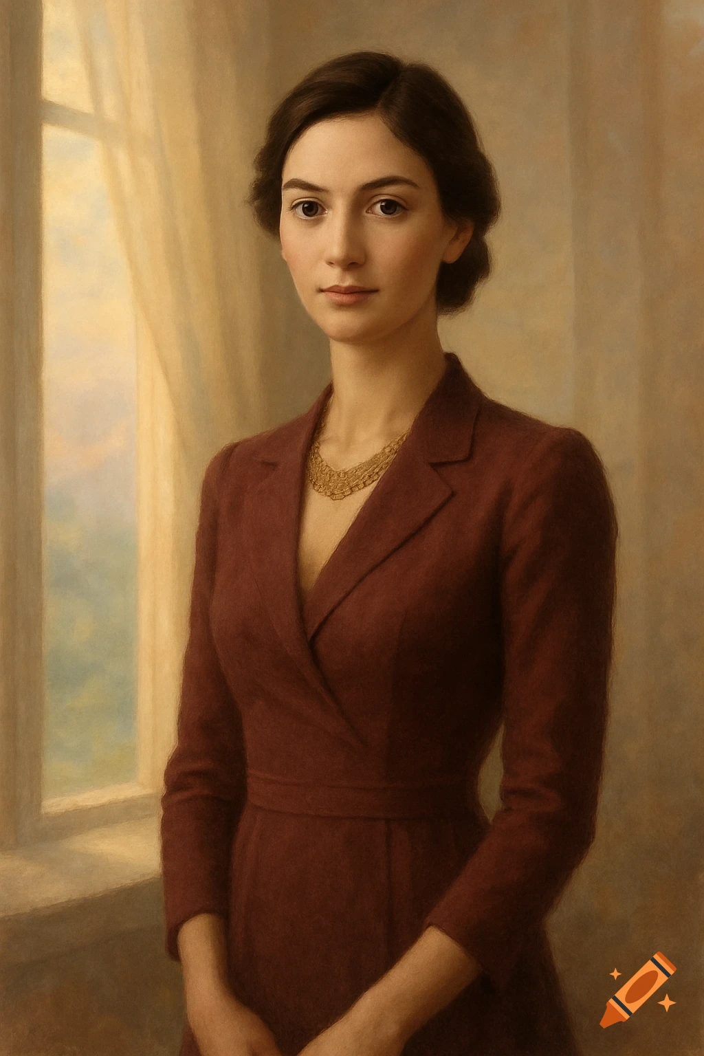 A baroque style portrait painting of a tired woman in simple, dirty ...