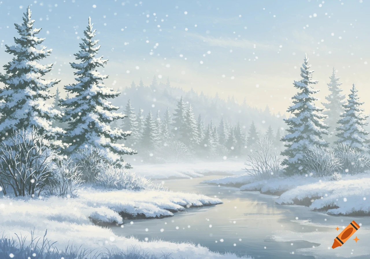 A serene winter landscape featuring a dense copse of snow-covered birch ...