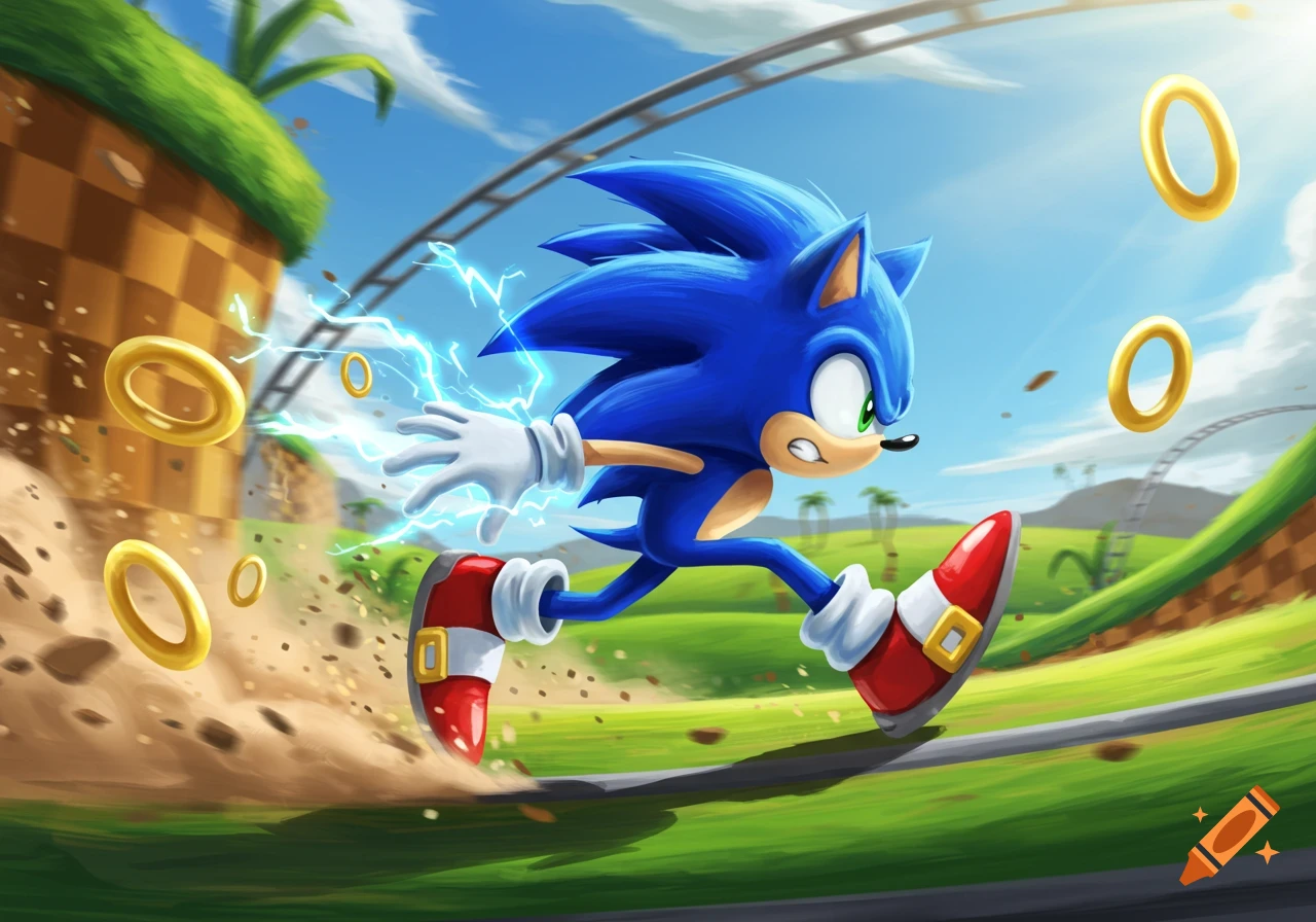 Sonic the Hedgehog bursts through a glass building in an action-packed ...