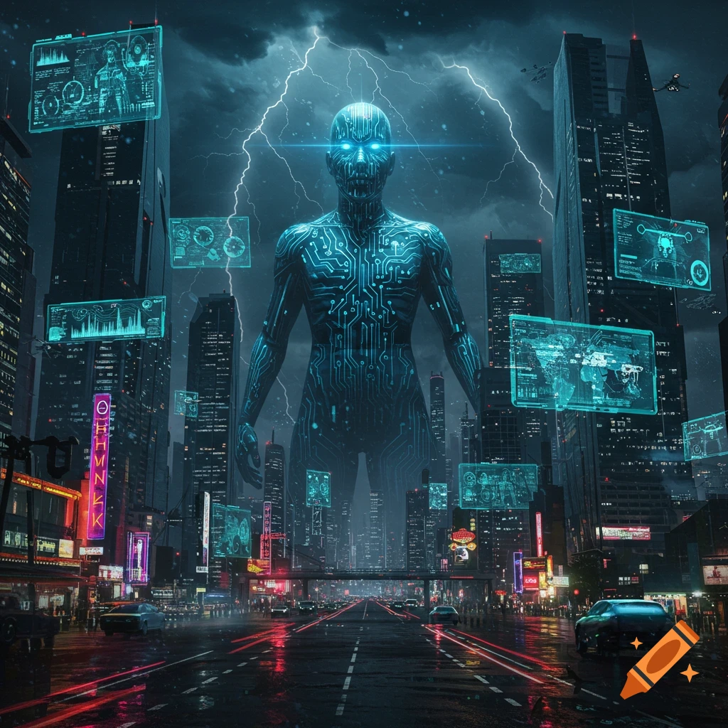 People shop in a futuristic market hall blending Victorian architecture ...