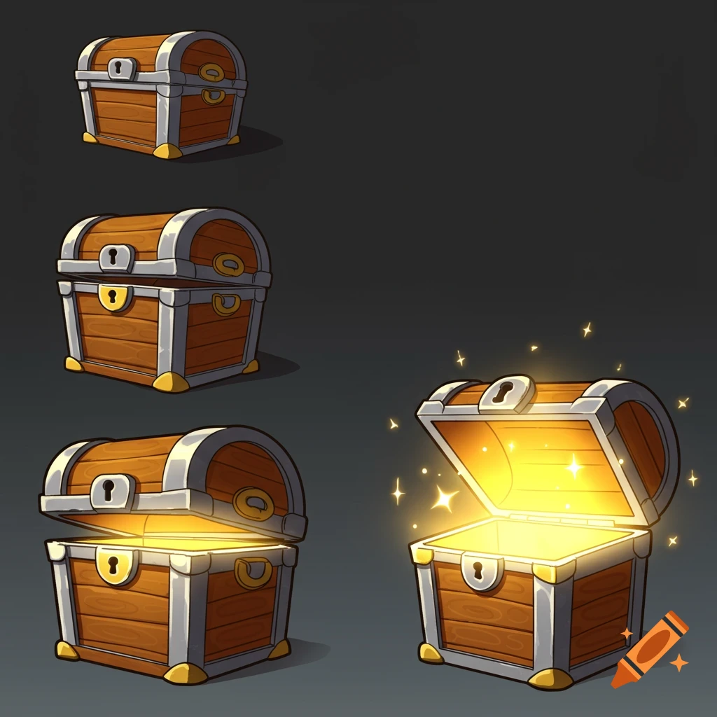 Candy-filled treasure chest on Craiyon