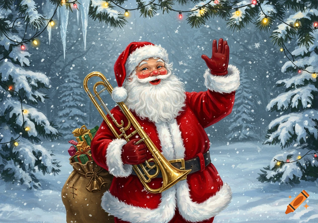 Vampire Santa Claus in a red suit and black cape stands in a snowy ...