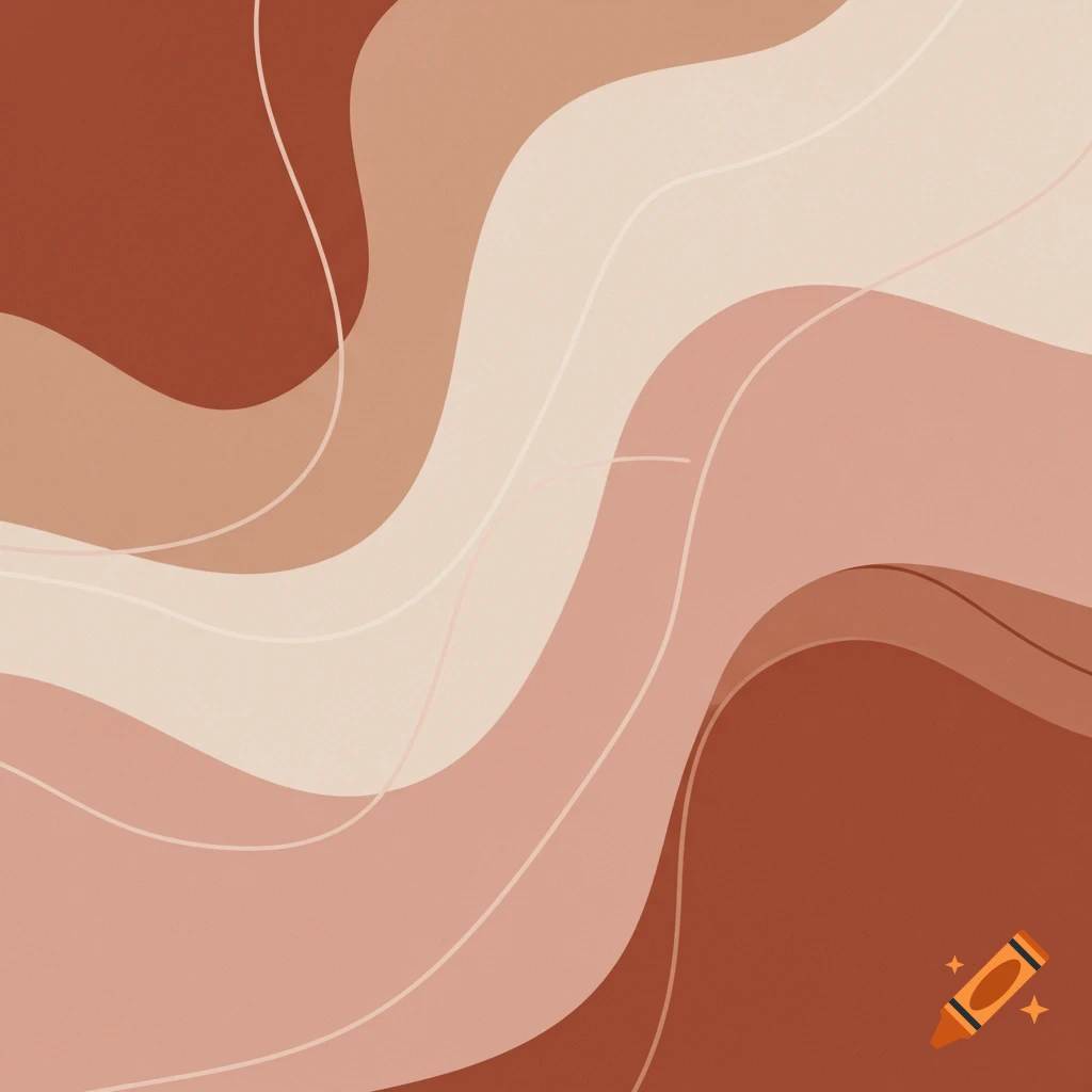 Abstract flowing shapes in terracotta, blush, and beige warm earth tones with a subtle painterly ...